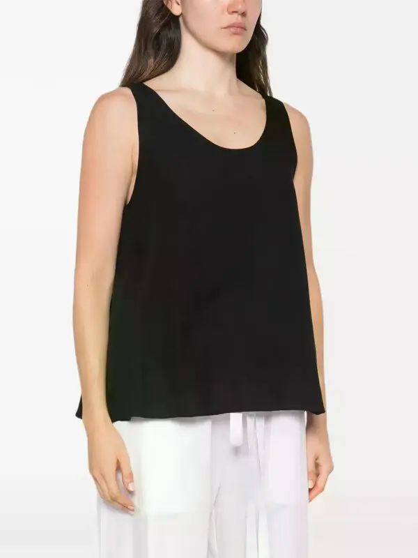MOUTAKI Scoop Neck Sleeveless Blouse - Black