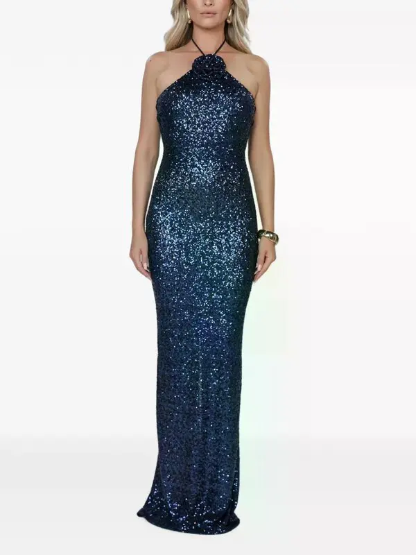 ROSERRY Sequin-embellished Halterneck Dress