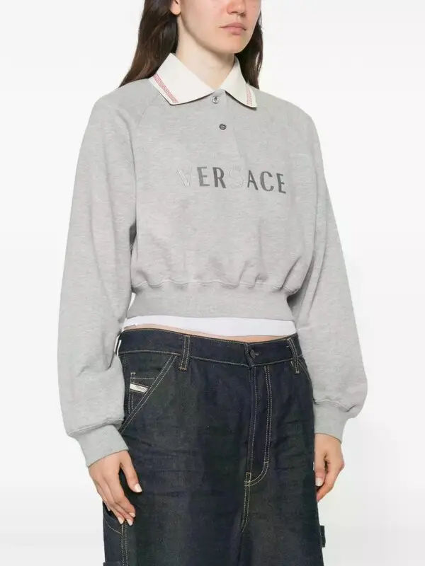 Versace Logo-embroidered Cropped Sweatshirt