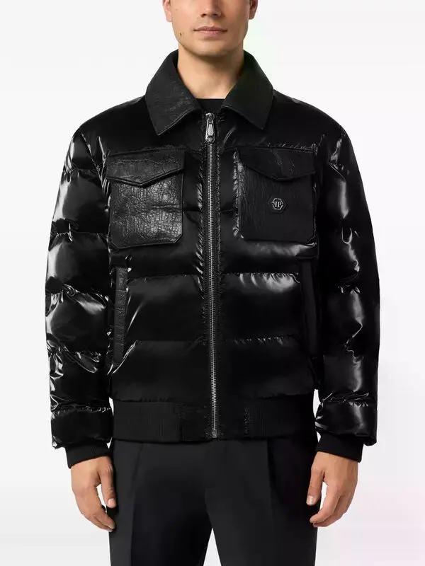 Philipp Plein Croc-effect Insert Puffer Jacket