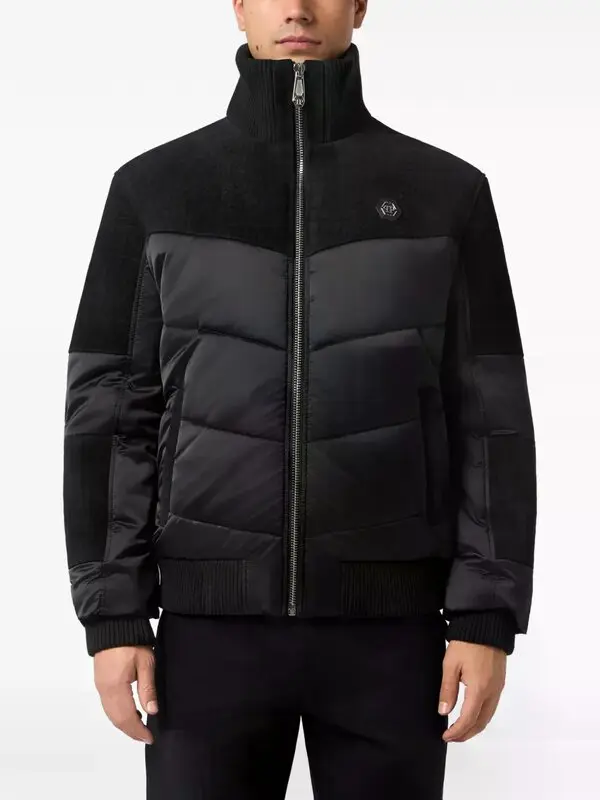 Philipp Plein Crocodile-effect Panelled Puffer Jacket