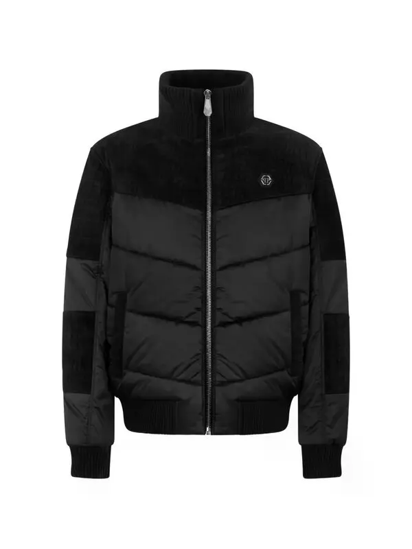 Philipp Plein Crocodile-effect Panelled Puffer Jacket