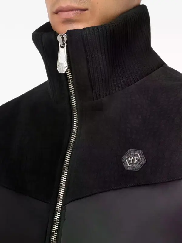 Philipp Plein Crocodile-effect Panelled Puffer Jacket