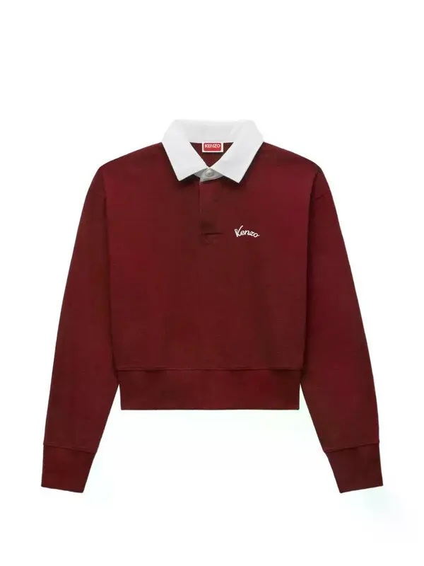 Kenzo Logo-embroidered Polo-collar Sweater - Red