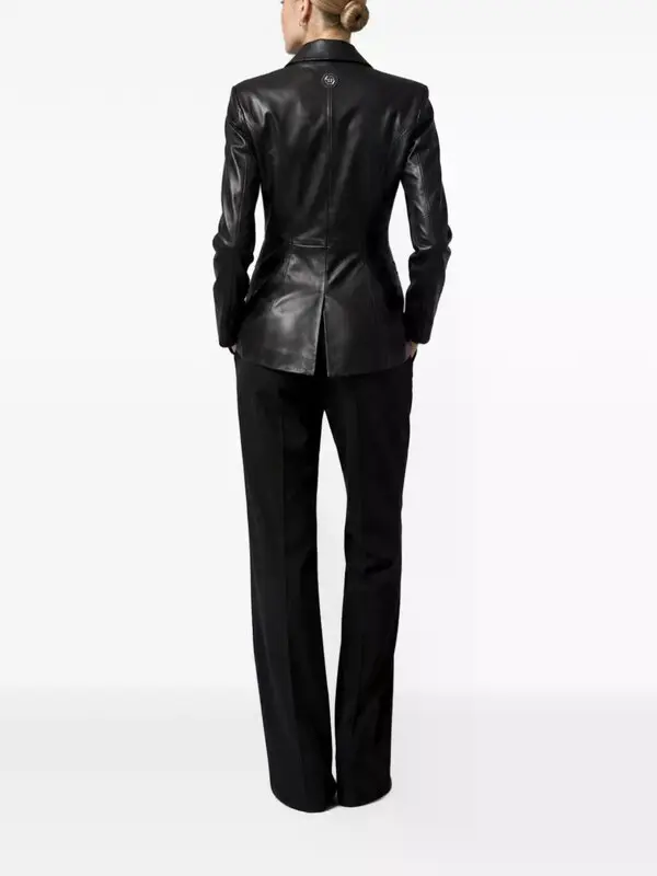 Philipp Plein Floral-appliqué Leather Blazer