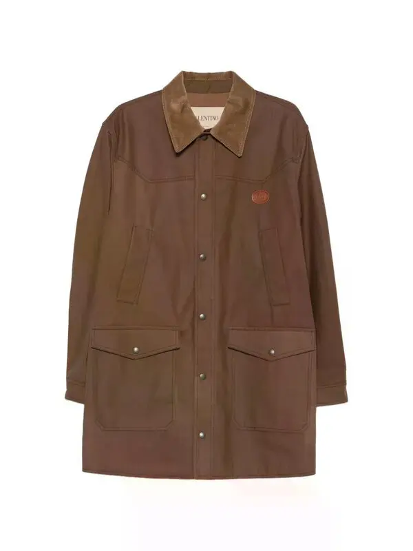 Valentino Garavani Vlogo Signature Waxed-canvas Coat - Brown