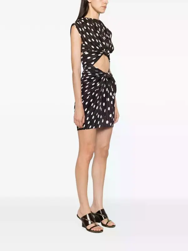Cult Gaia Marilou Polka-dot Plissé Dress - Brown
