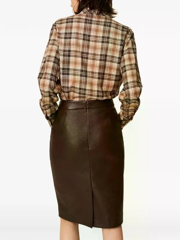 TWINSET Faux Leather Midi Skirt