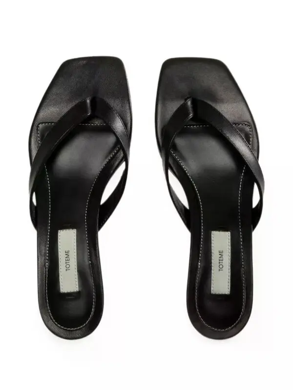 TOTEME Leather Heeled Flip Flops