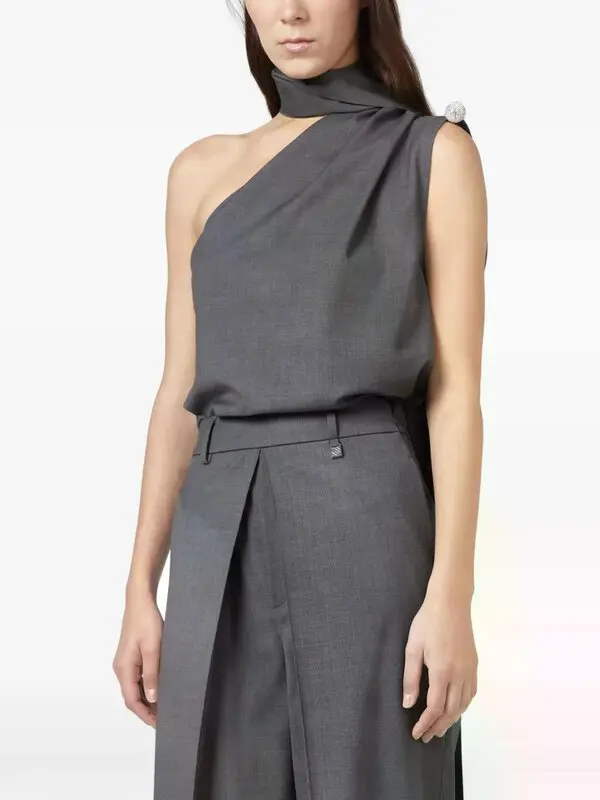 Giuseppe Di Morabito One-shoulder Crystal-embellished Top - Grey