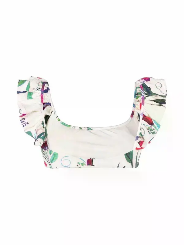La DoubleJ Ruffle-trim Floral-print Top