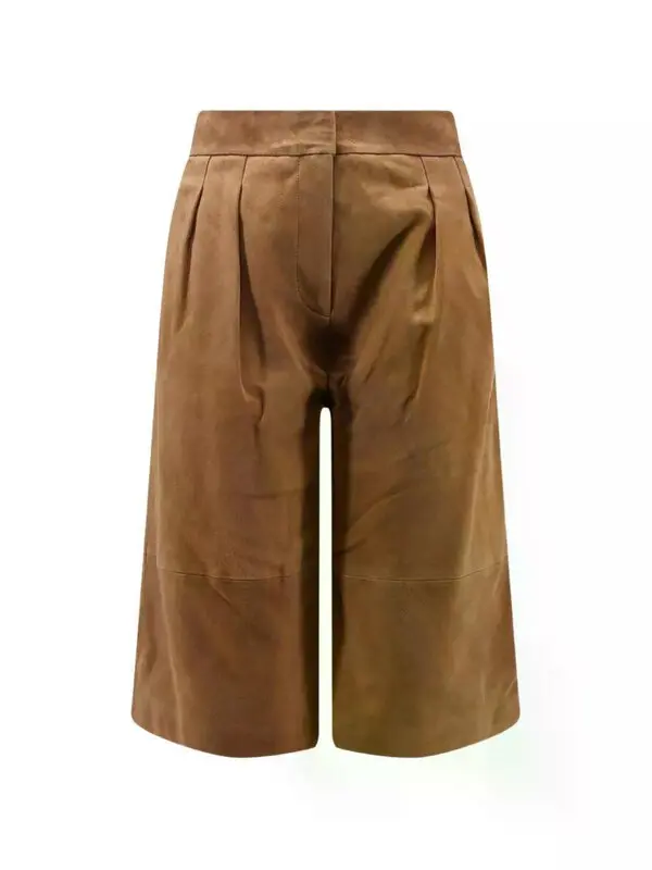 SCARLETT POPPIES Inez Suede Bermuda Shorts - Brown