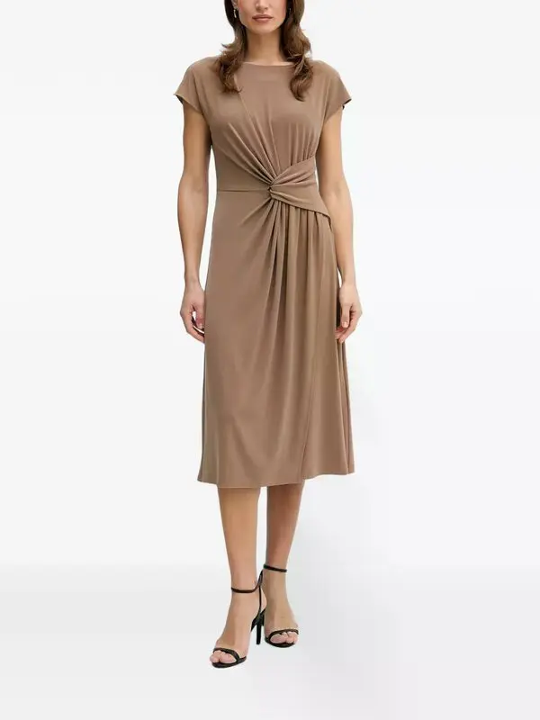 Joseph Ribkoff Twist-detail Cap-sleeve Midi Dress - Neutrals