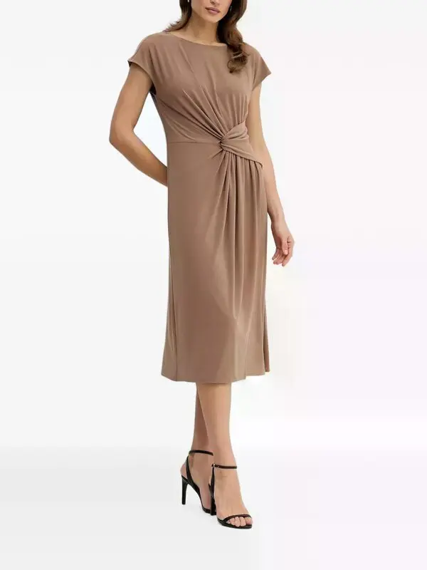 Joseph Ribkoff Twist-detail Cap-sleeve Midi Dress - Neutrals