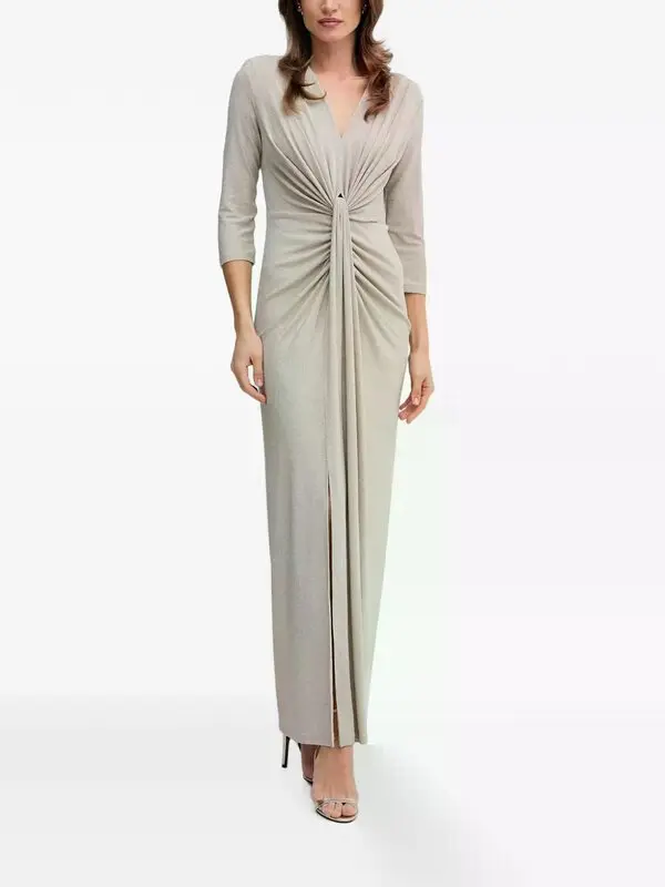 Joseph Ribkoff Twist-detail Three-quarter-sleeve Maxi Dress - Grey