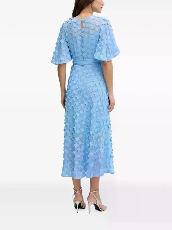 Joseph Ribkoff Floral Appliqué Belted Midi Dress