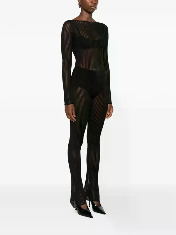 DONDUP Ribbed-knit Open-back Jumpsuit - Black