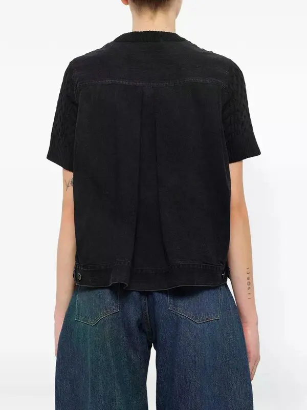 Sacai Cable-knit Hybrid-denim Sweater