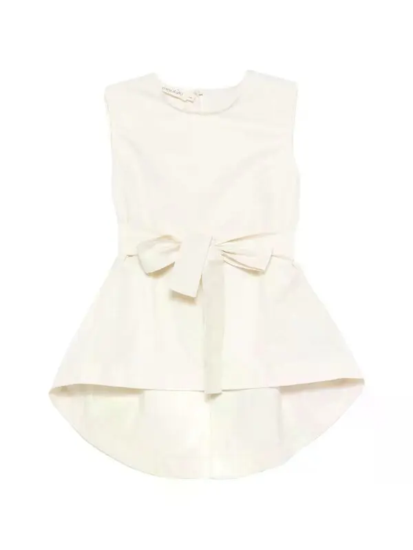 MOUTAKI Sleeveless Round Neck Blouse With Curved Hem - Neutrals