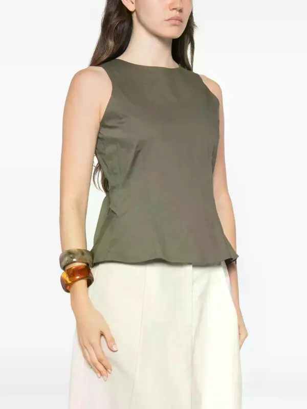 MOUTAKI Bow Detail Peplum Blouse - Green
