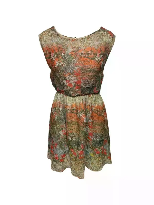 Alice + Olivia Sleeveless Boat-neck Floral Print Dress