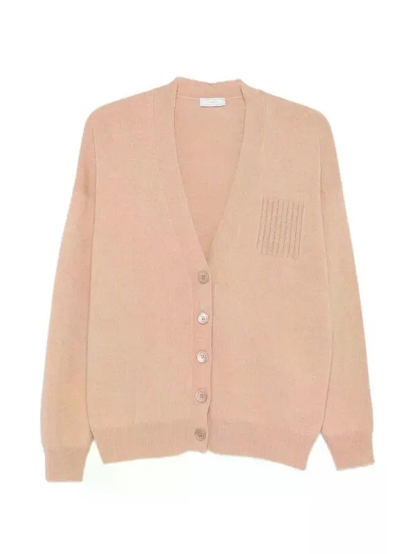 Peserico Beaded-pocket V-neck Cardigan - Neutrals