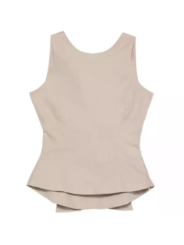 MOUTAKI Bow Detail Peplum Blouse - Neutrals