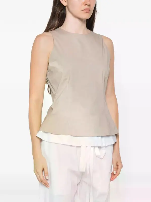 MOUTAKI Bow Detail Peplum Blouse - Neutrals