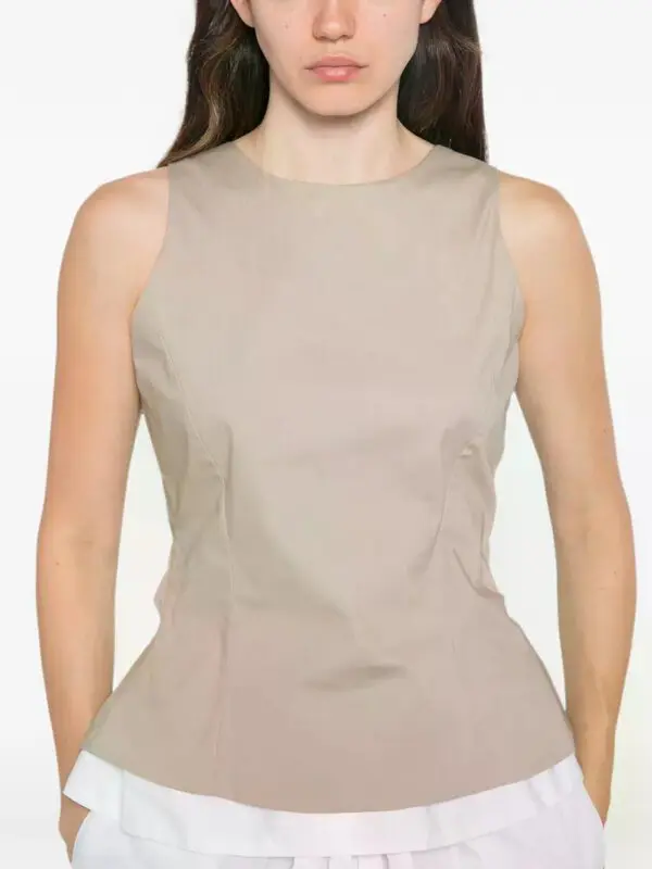 MOUTAKI Bow Detail Peplum Blouse - Neutrals