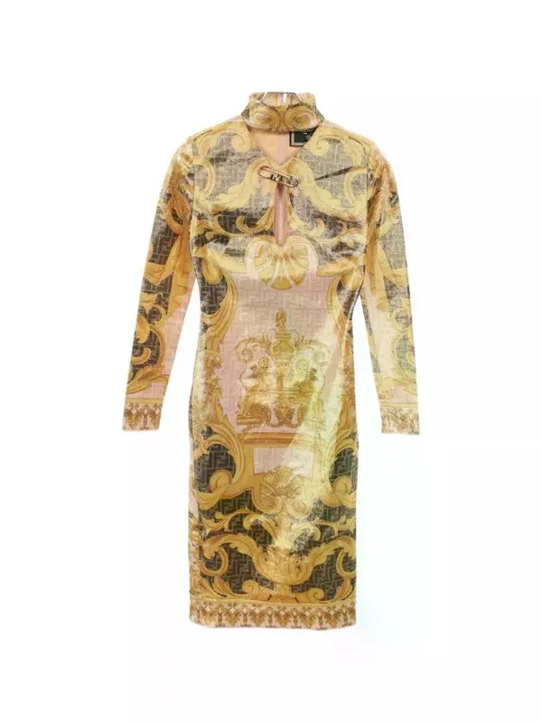 Fendi Baroque Print High Neck Dress