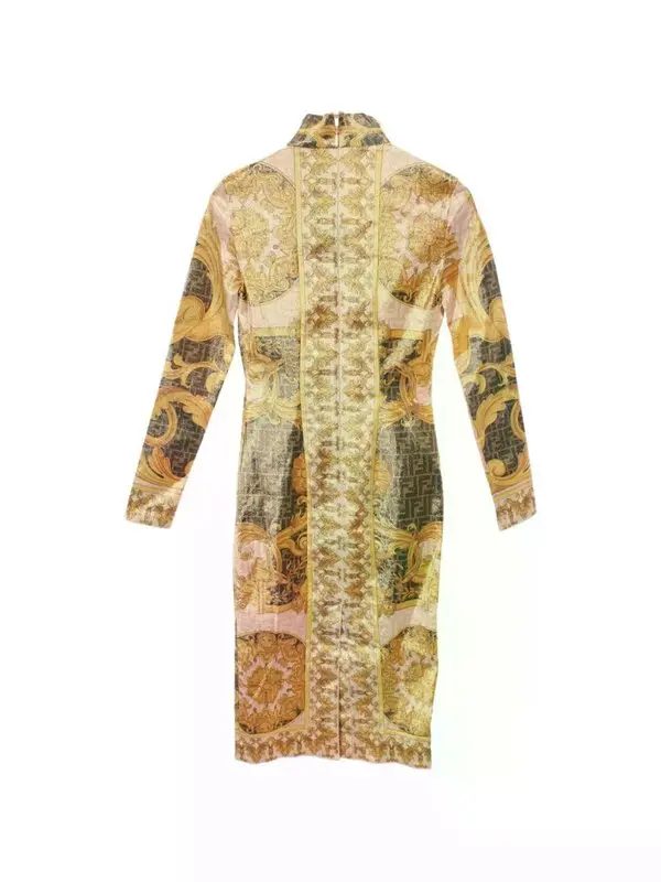 Fendi Baroque Print High Neck Dress