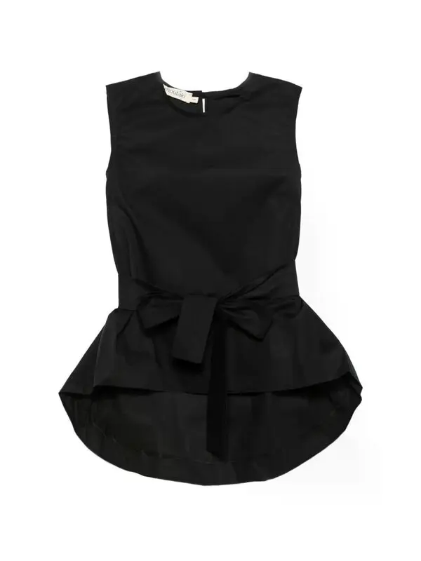 MOUTAKI Sleeveless Round Neck Blouse With Detachable Waist Belt - Black