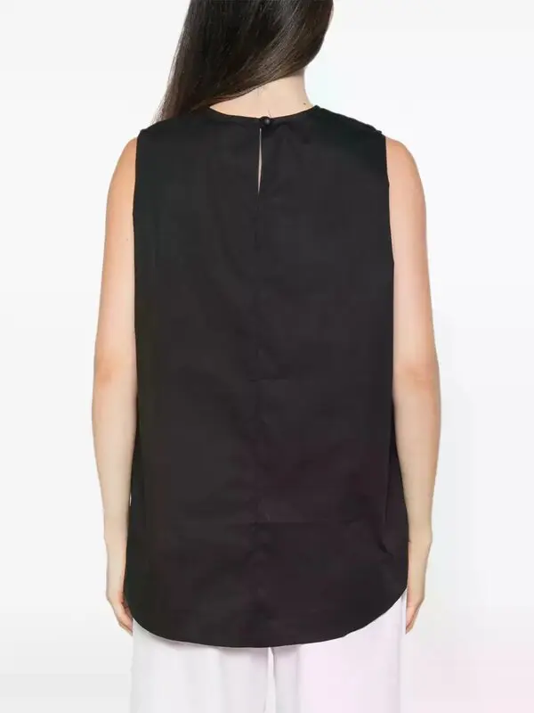 MOUTAKI Sleeveless Round Neck Blouse With Detachable Waist Belt - Black
