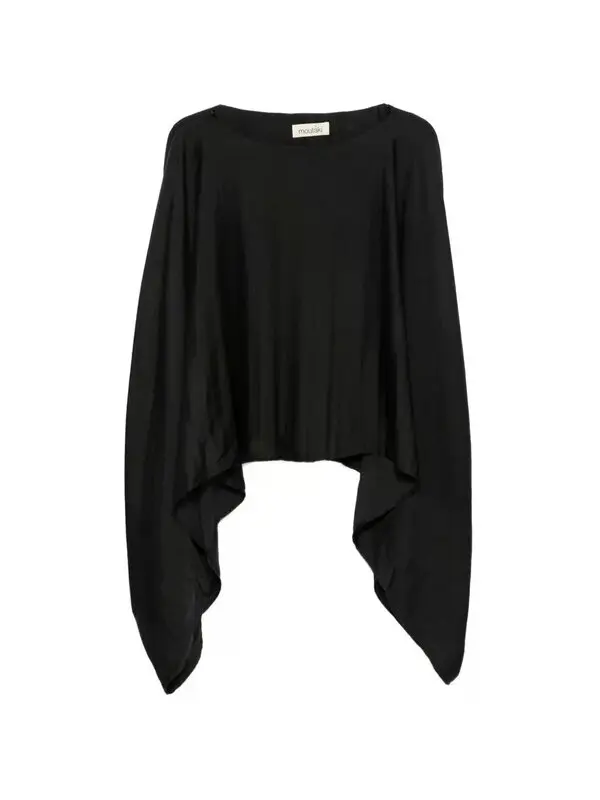 MOUTAKI Asymmetric Cape-style Blouse - Black