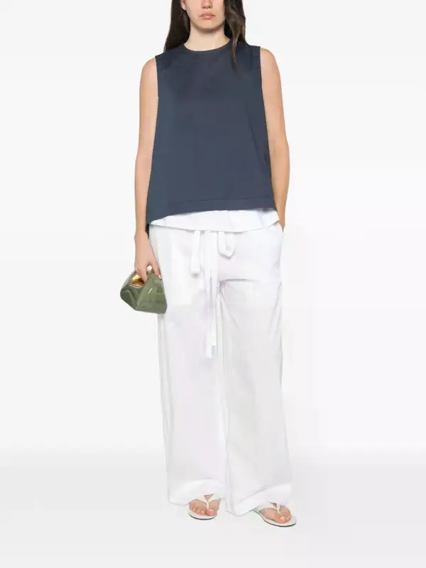 MOUTAKI Sleeveless Tie-fastening Blouse - Blue