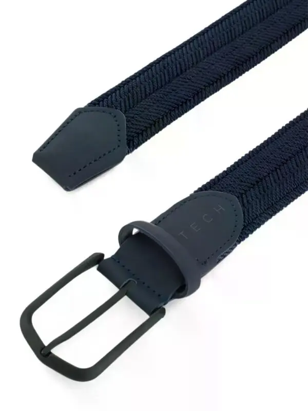 Boggi Milano Woven Stretch Viscose Blend Belt With Rubberized Leather Accents