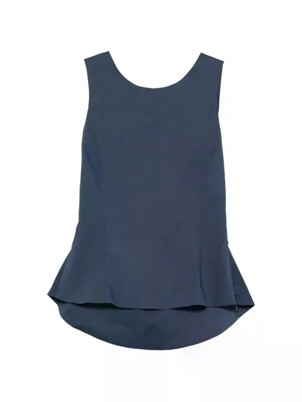 MOUTAKI Sleeveless Peplum Blouse With Bow Detail - Blue