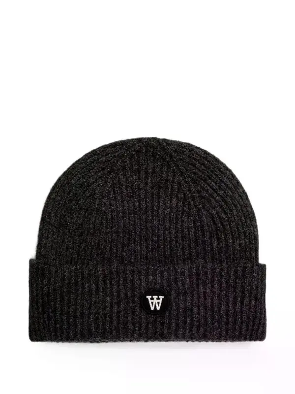 Wood Wood Ribbed-knit Logo-patch Beanie Hat