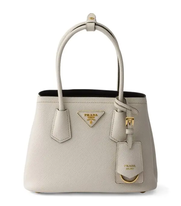 Prada Mini Saffiano Leather Double Top-handle Bag