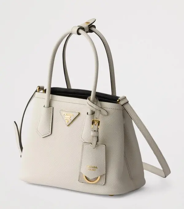 Prada Mini Saffiano Leather Double Top-handle Bag