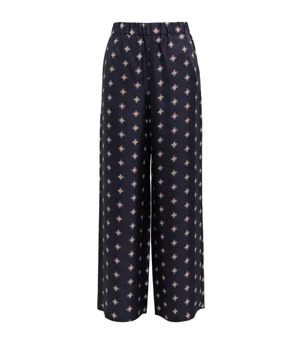 Max Mara Silk Printed Wide-leg Trousers