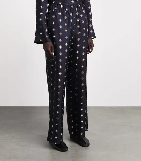 Max Mara Silk Printed Wide-leg Trousers