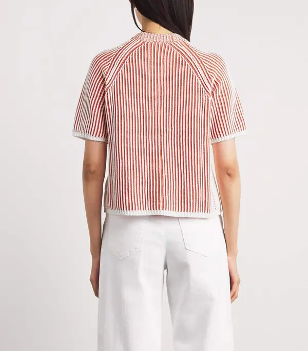 ME+EM Organic Cotton Striped Ribbed Cardigan