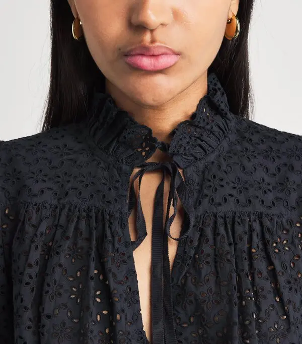 Ulla Johnson Alouette Broderie Anglaise Cotton Blouse - Navy