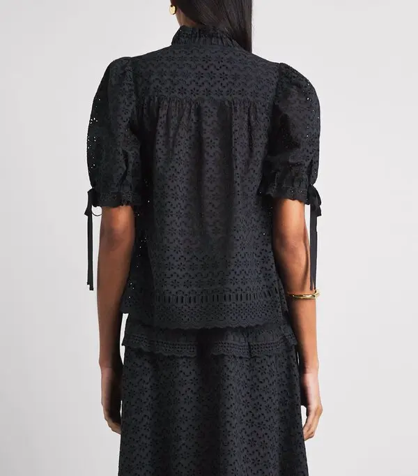 Ulla Johnson Alouette Broderie Anglaise Cotton Blouse - Navy