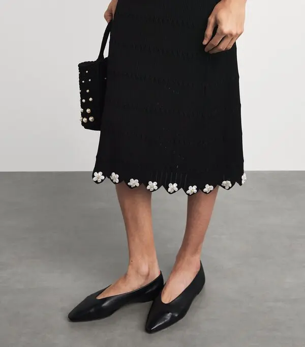Maje Knitted Embellished Midi Skirt