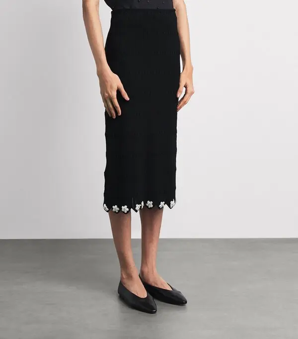 Maje Knitted Embellished Midi Skirt