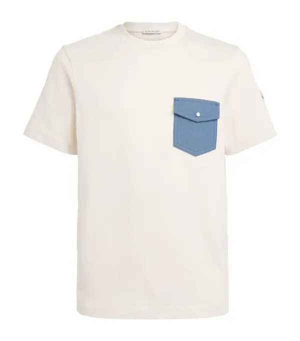 Moncler Cotton Denim-pocket T-shirt