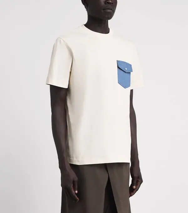 Moncler Cotton Denim-pocket T-shirt