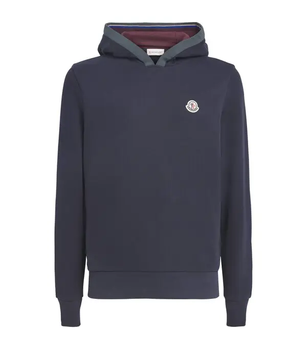 Moncler Cotton Logo Patch Hoodie - Navy